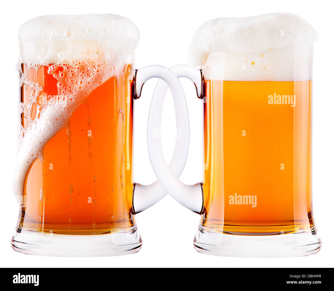 Two beer mugs being attached to each other. The glasses ( Mass of beer ...
