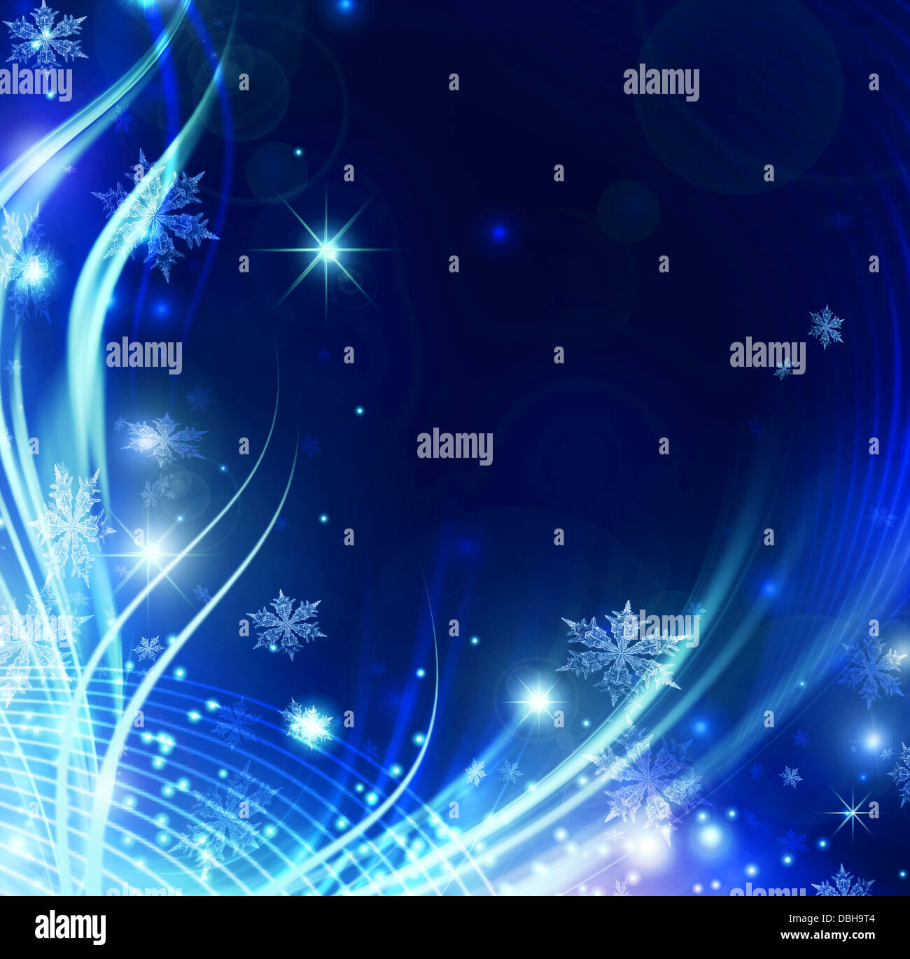 Blue background with snowflakes and stars hi-res stock photography and ...