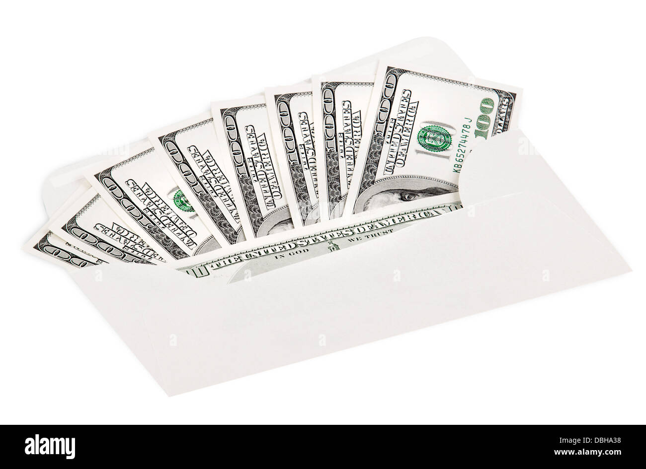 money in envelope isolated on white background Stock Photo - Alamy