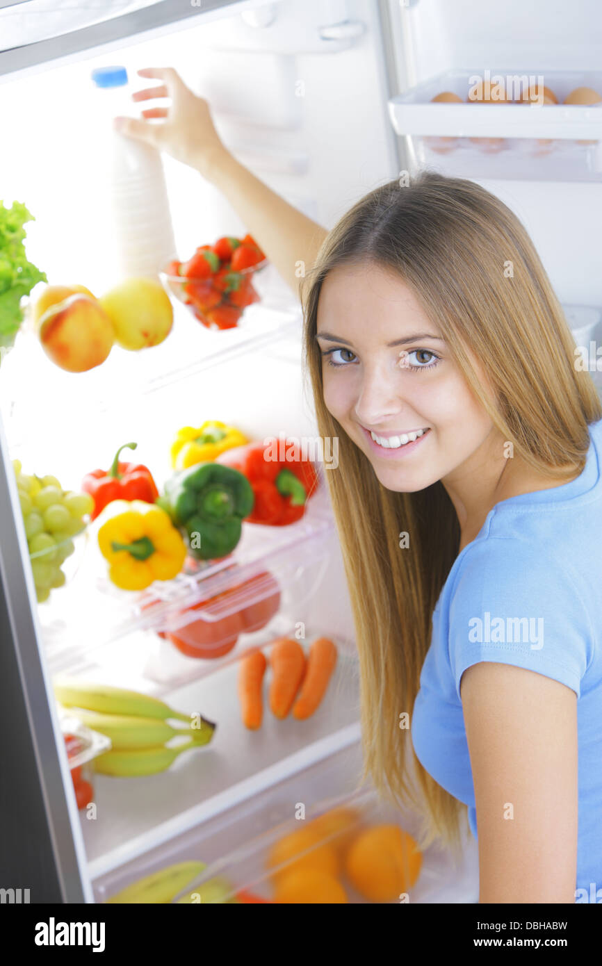 milk in the refrigerator Stock Photo - Alamy