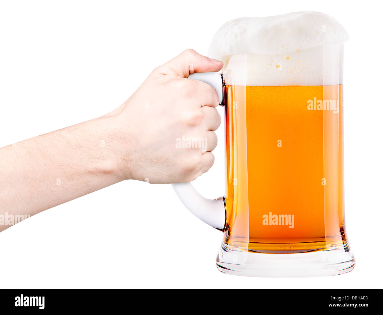 beer with man hand making toast isolated Stock Photo - Alamy