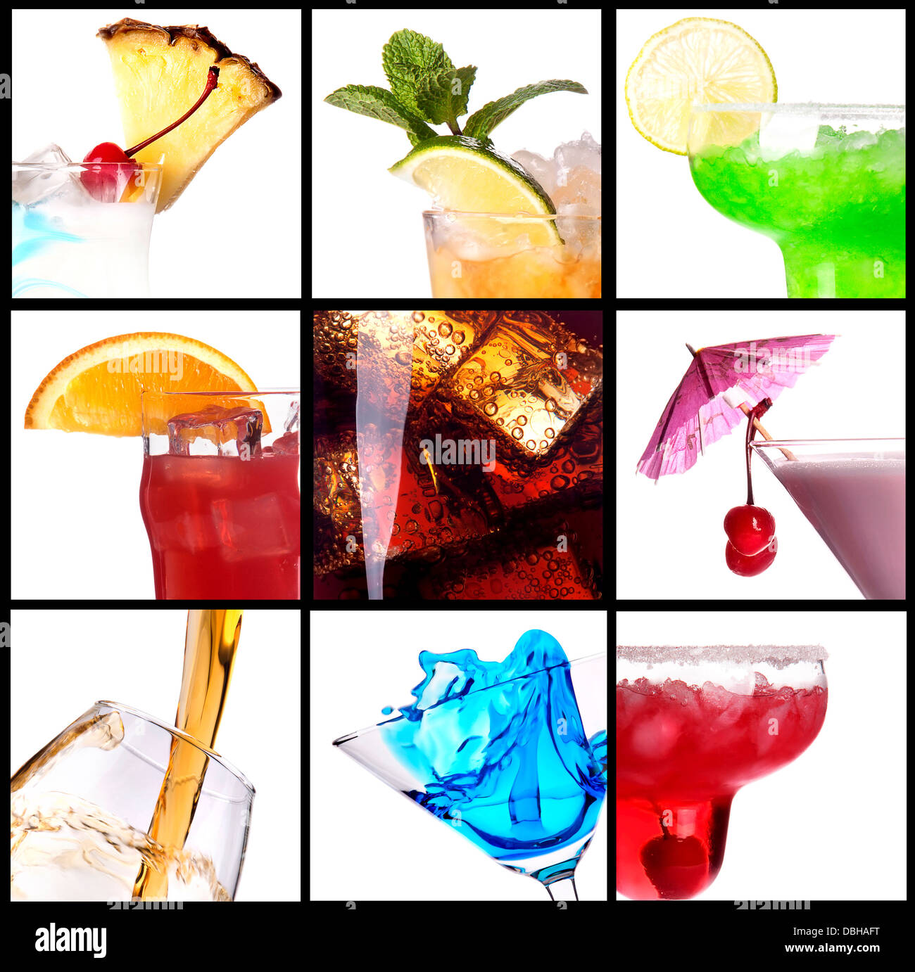 Set of alcoholic cocktails background Stock Photo - Alamy