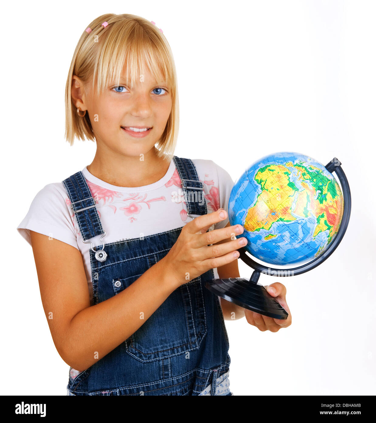 Pretty School Girl Portrait. Isolated On White Stock Photo - Alamy