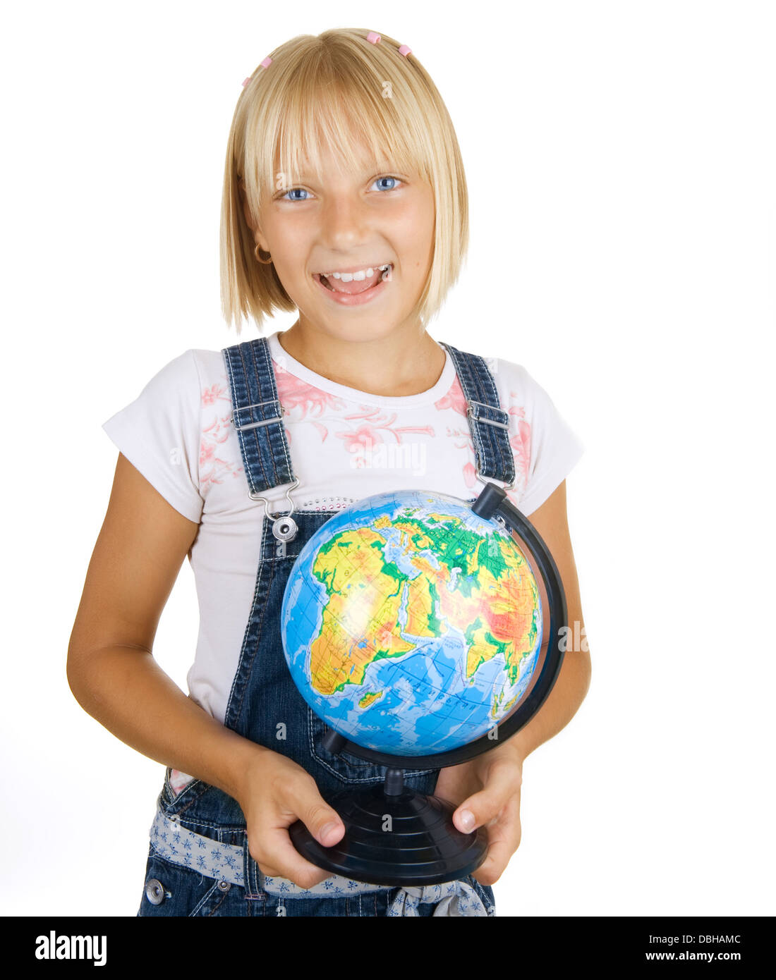 Pretty School Girl Portrait. Isolated On White Stock Photo - Alamy