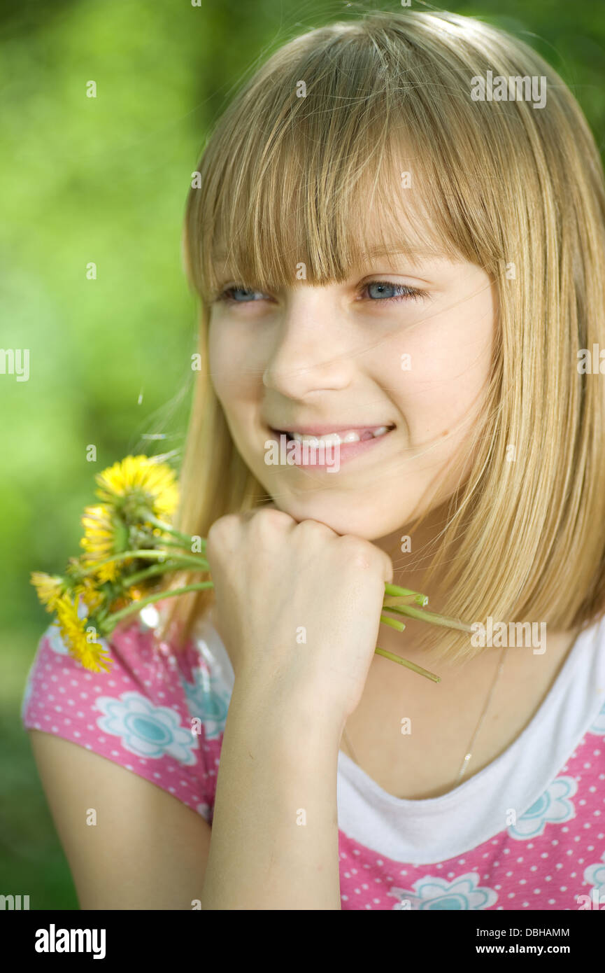 Beautiful Happy Little Girl Outdoor Portrait Stock Photo - Alamy