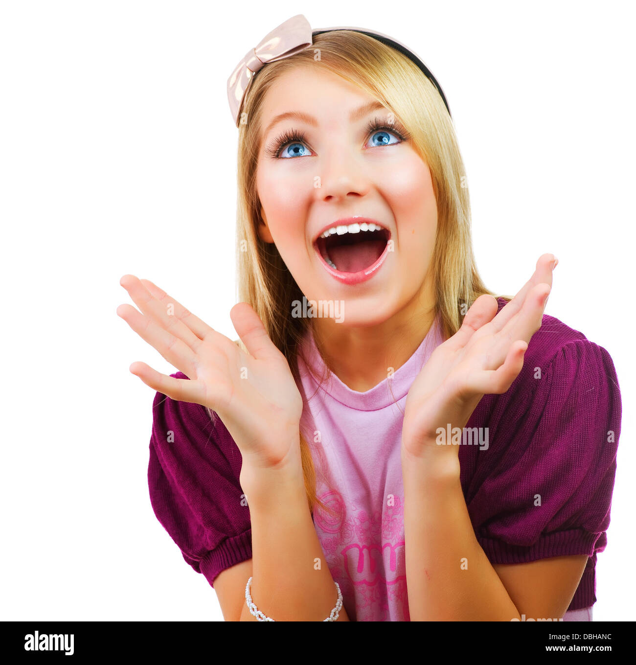 Surprised Cute Teenage Girl.Emotions Stock Photo - Alamy