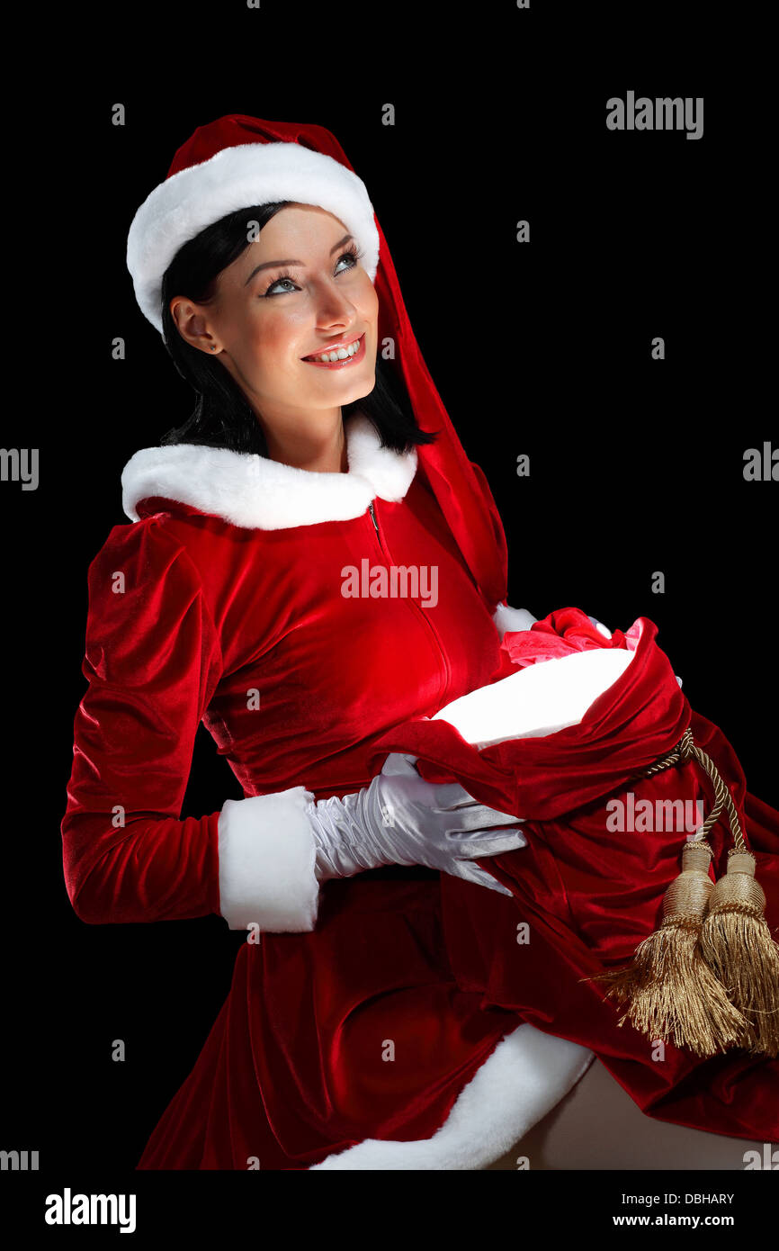 pretty santa girl Stock Photo - Alamy
