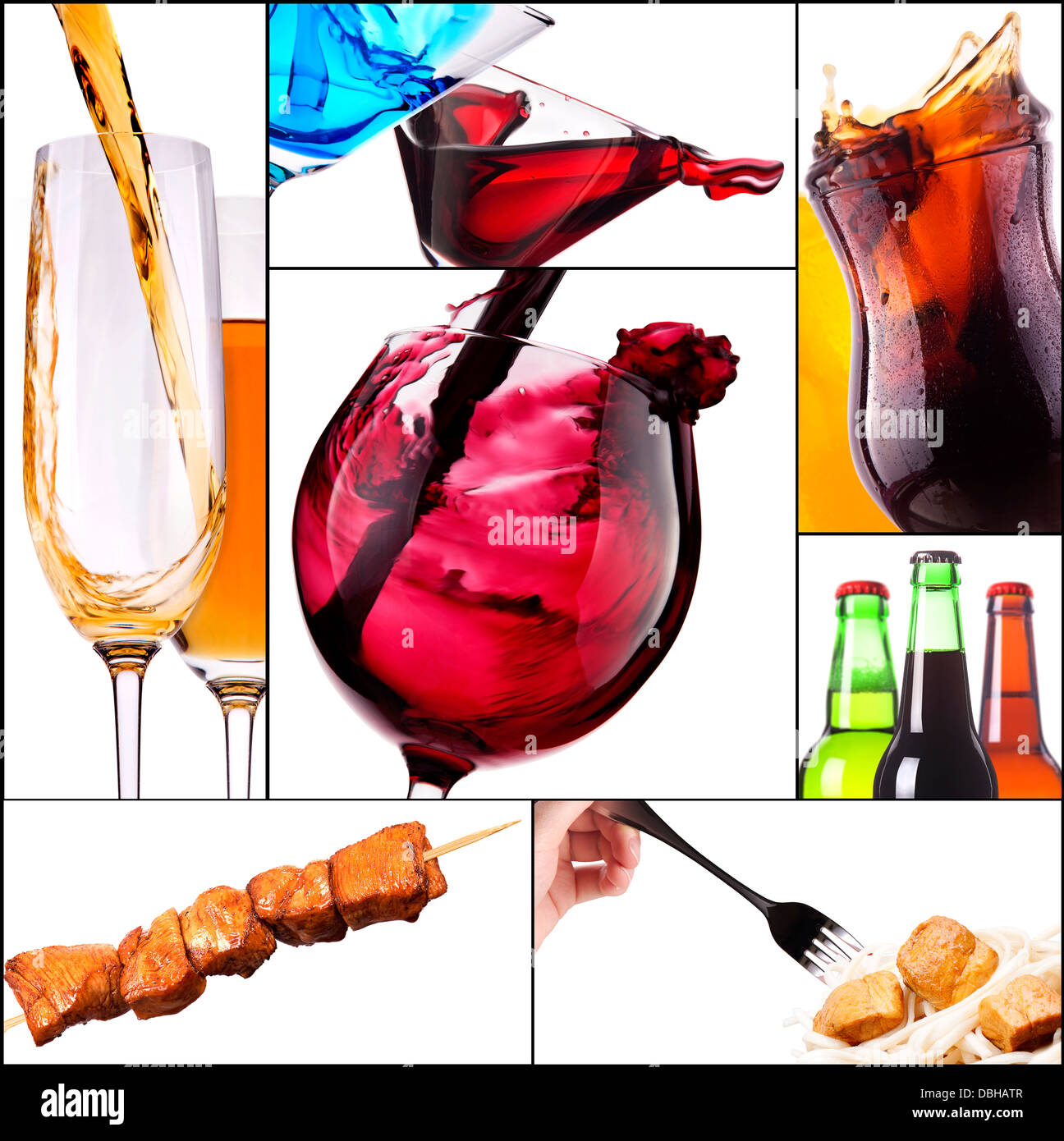 different meat dishes and alcohol drinks Stock Photo - Alamy