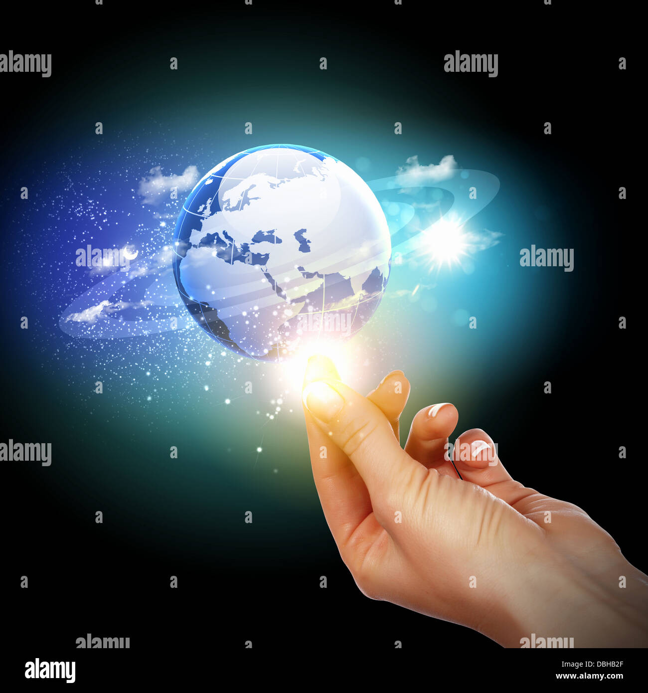 hand touching the earth Stock Photo - Alamy
