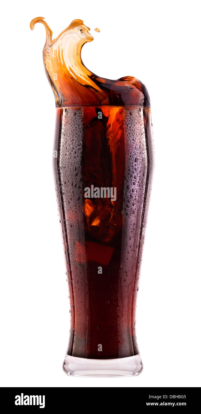 Fresh cola drink background with splash isolated on a white Stock Photo ...
