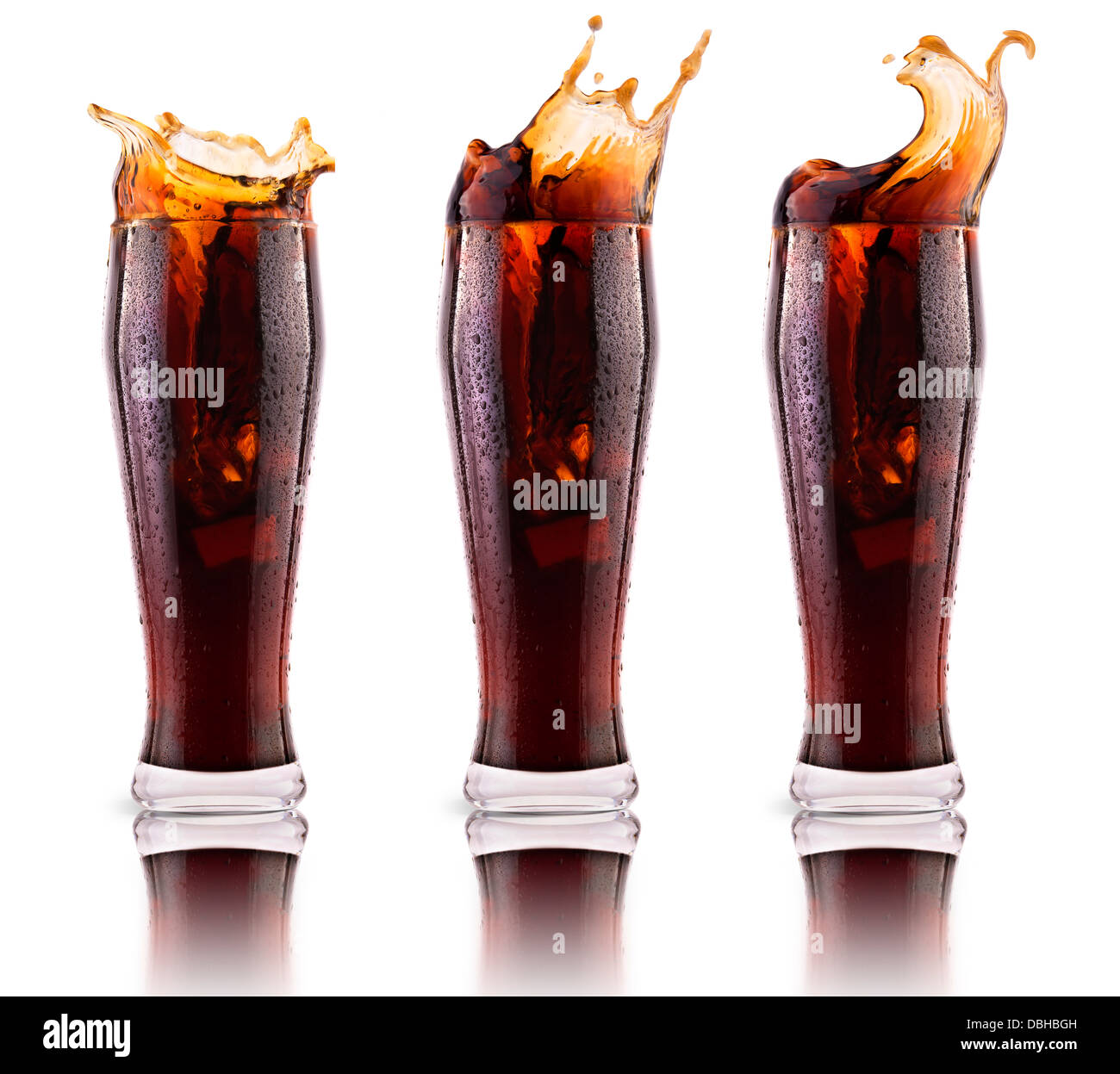 Fresh coke background with ice and splash isolated on a white Stock ...