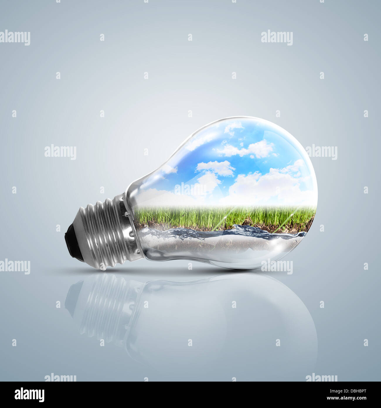 Lamp bulb with clean nature symbol inside Stock Photo - Alamy