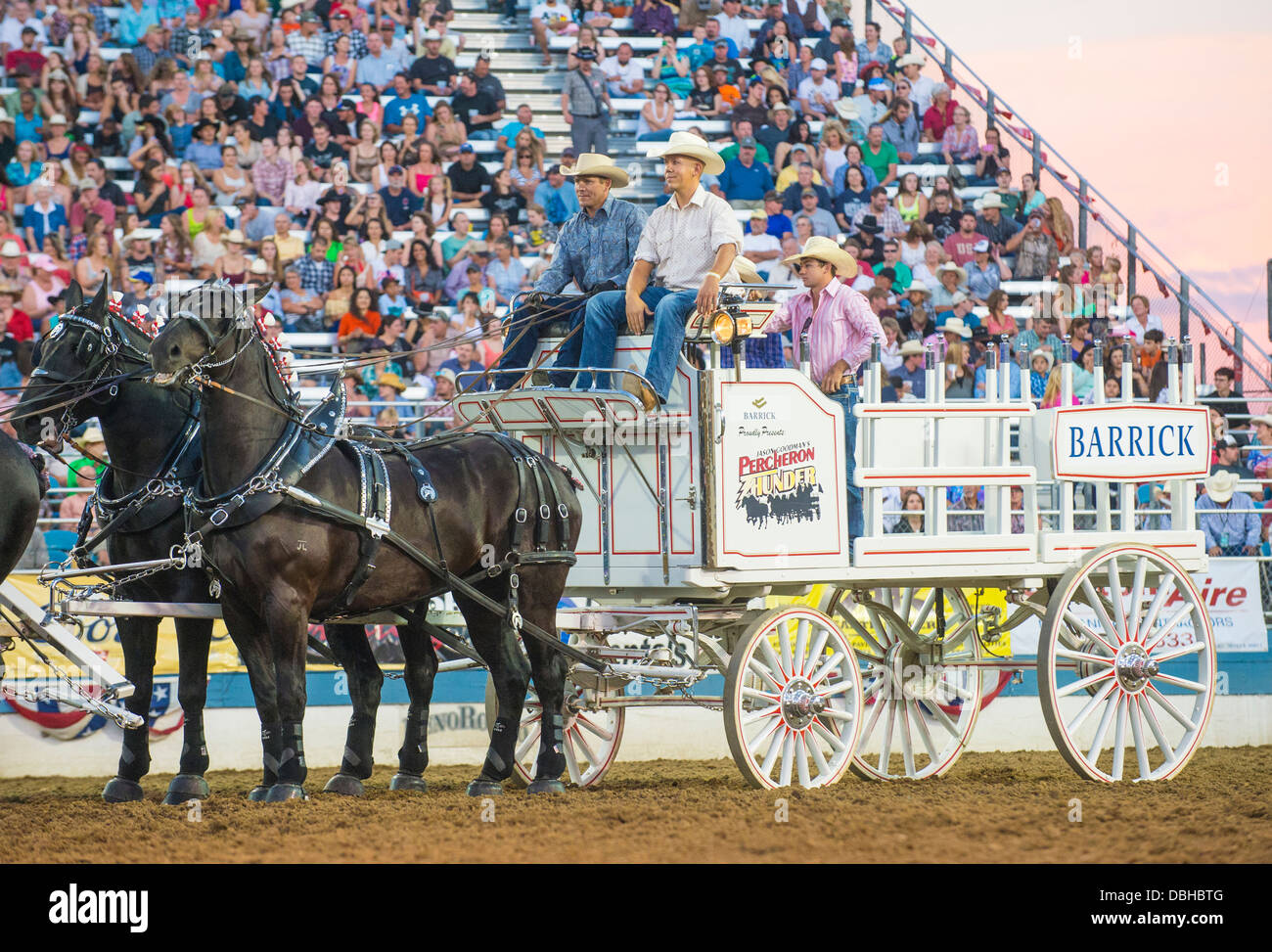 Horse-drawn wagon Participate at the Reno Rodeo a Professional Rodeo ...