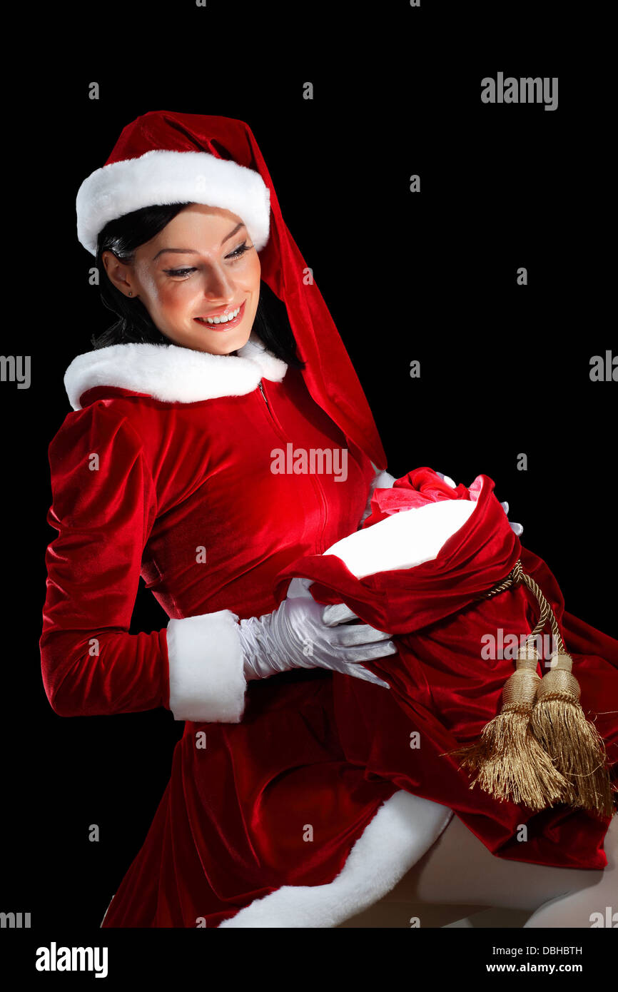 pretty santa girl Stock Photo - Alamy