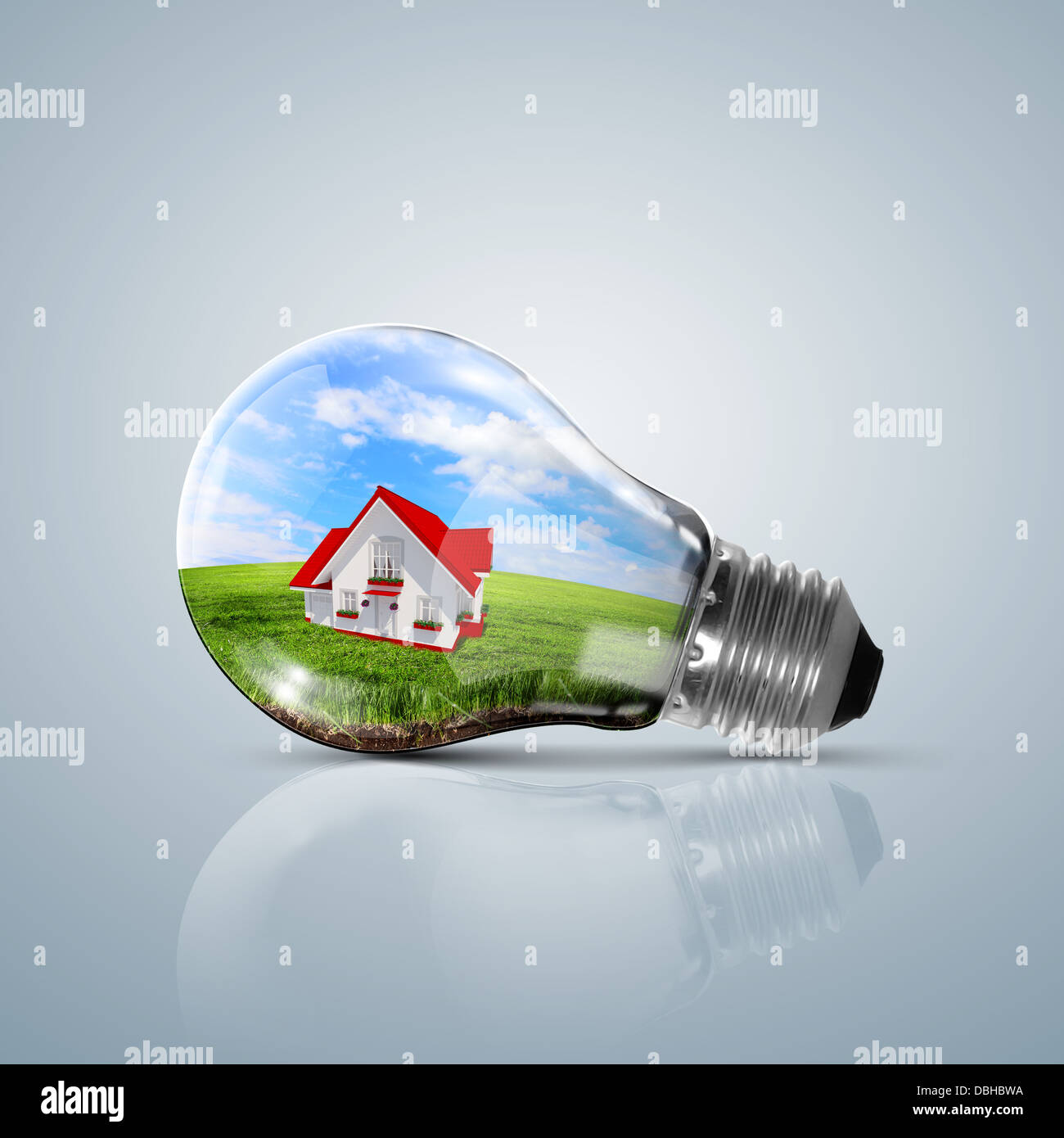 Lamp bulb with clean nature symbol inside Stock Photo - Alamy