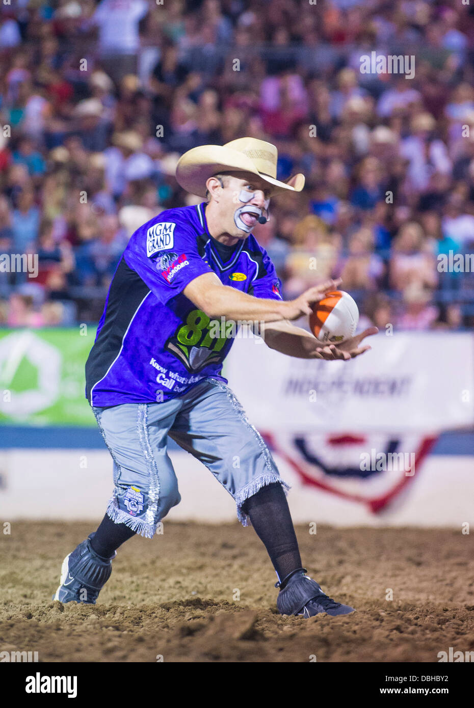 Rodeo Clown perform in the Reno Rodeo a Professional Rodeo held in Reno ...