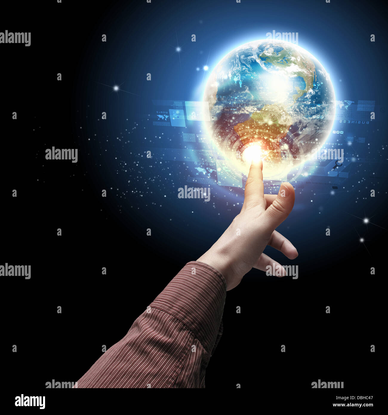 hand touching the earth Stock Photo - Alamy