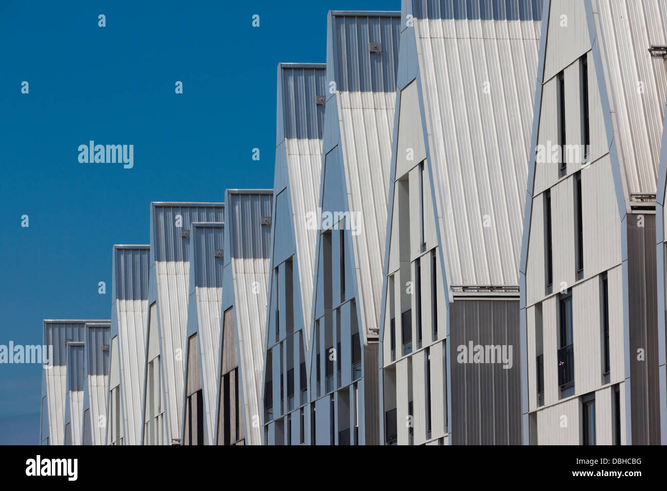 Port view with modern buildings along quai de la cunette hi-res stock ...