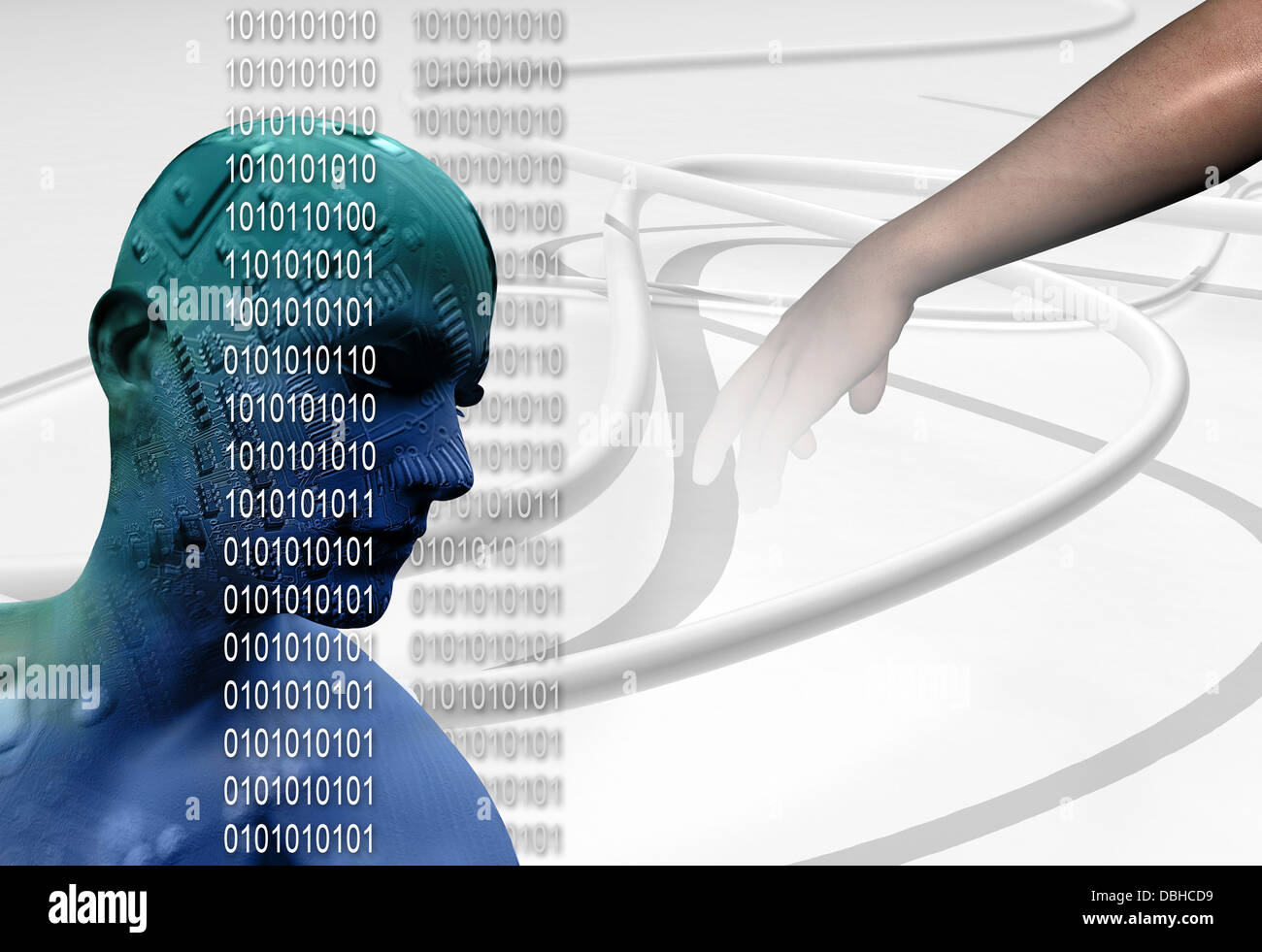 digital cyber circuit head 3d Stock Photo - Alamy