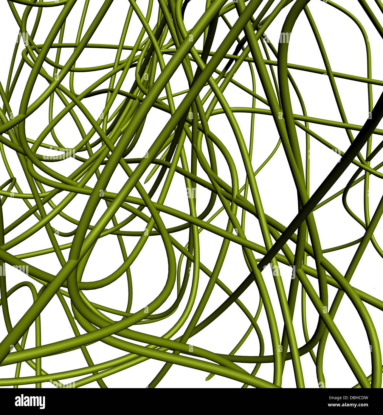 Green abstract cables line isolated on white background Stock Photo - Alamy