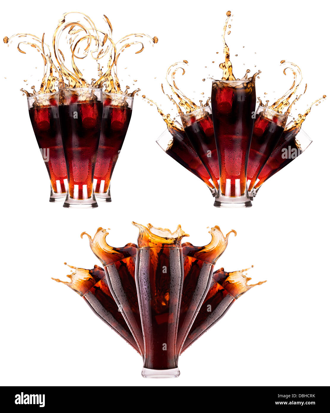 Fresh coke background with ice and splash isolated on a white Stock ...