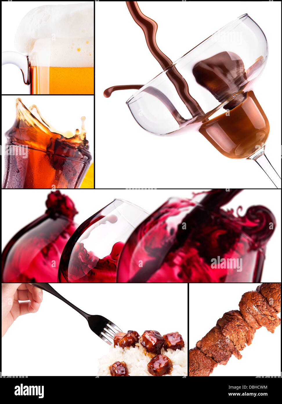 different meat dishes and alcohol drinks Stock Photo - Alamy