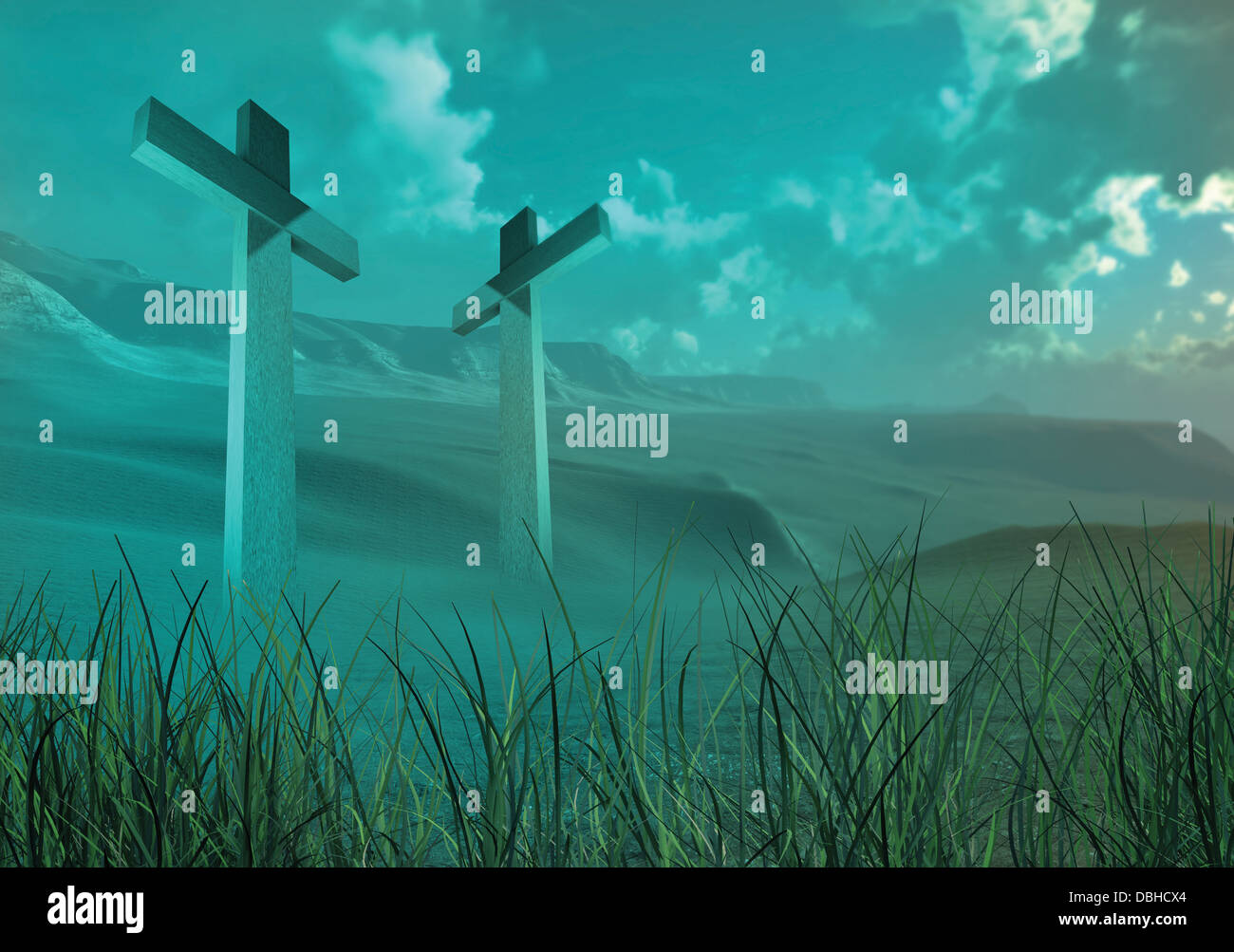 Two wooden crosses Stock Photo - Alamy