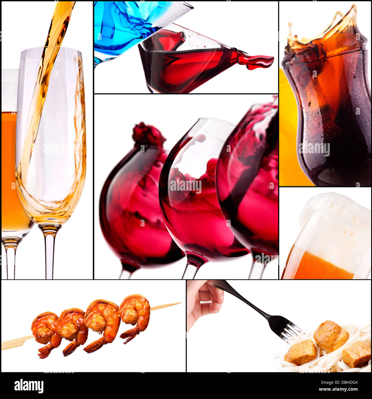 different meat dishes and alcohol drinks Stock Photo - Alamy
