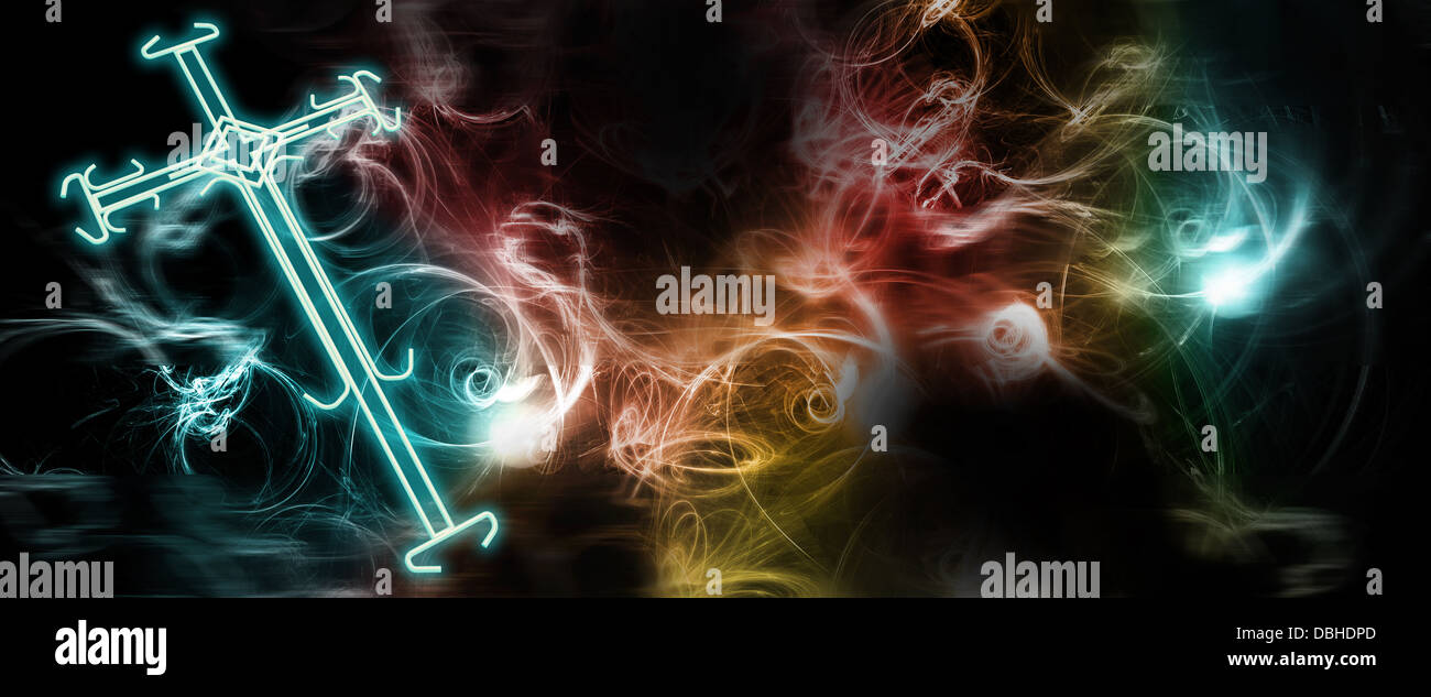 Cross of light with colorfull background Stock Photo - Alamy