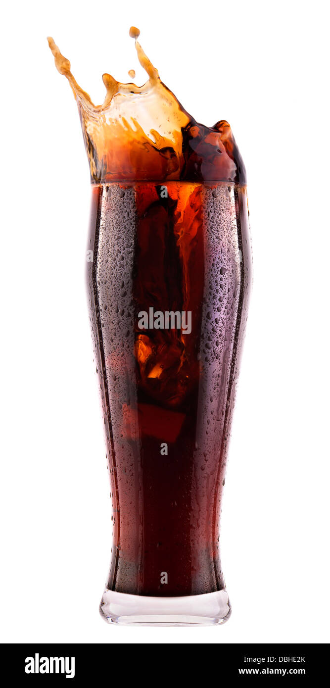Fresh cola drink background with splash isolated on a white Stock Photo ...