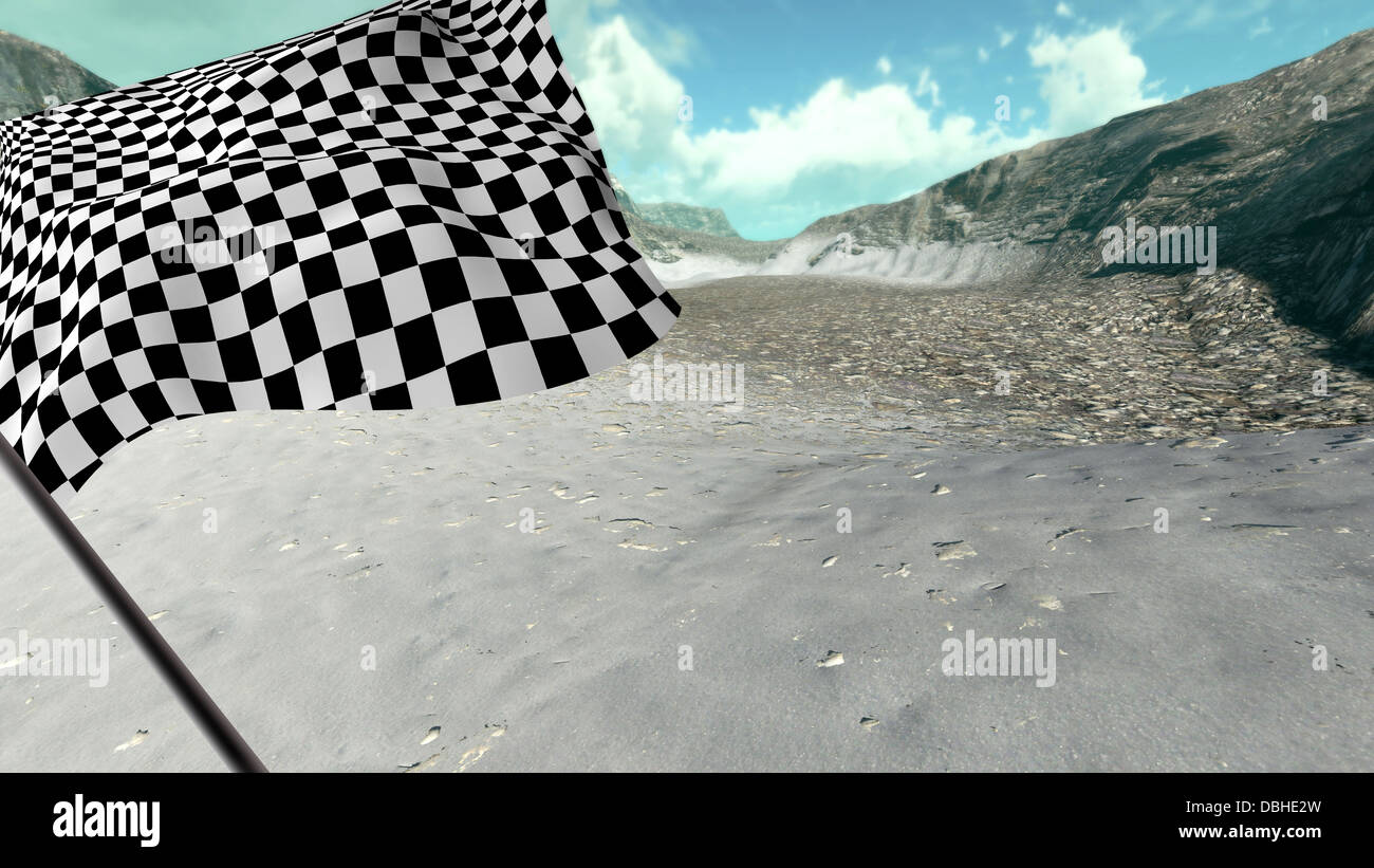 Large Checkered Flag with fabric surface texture with landscape ...