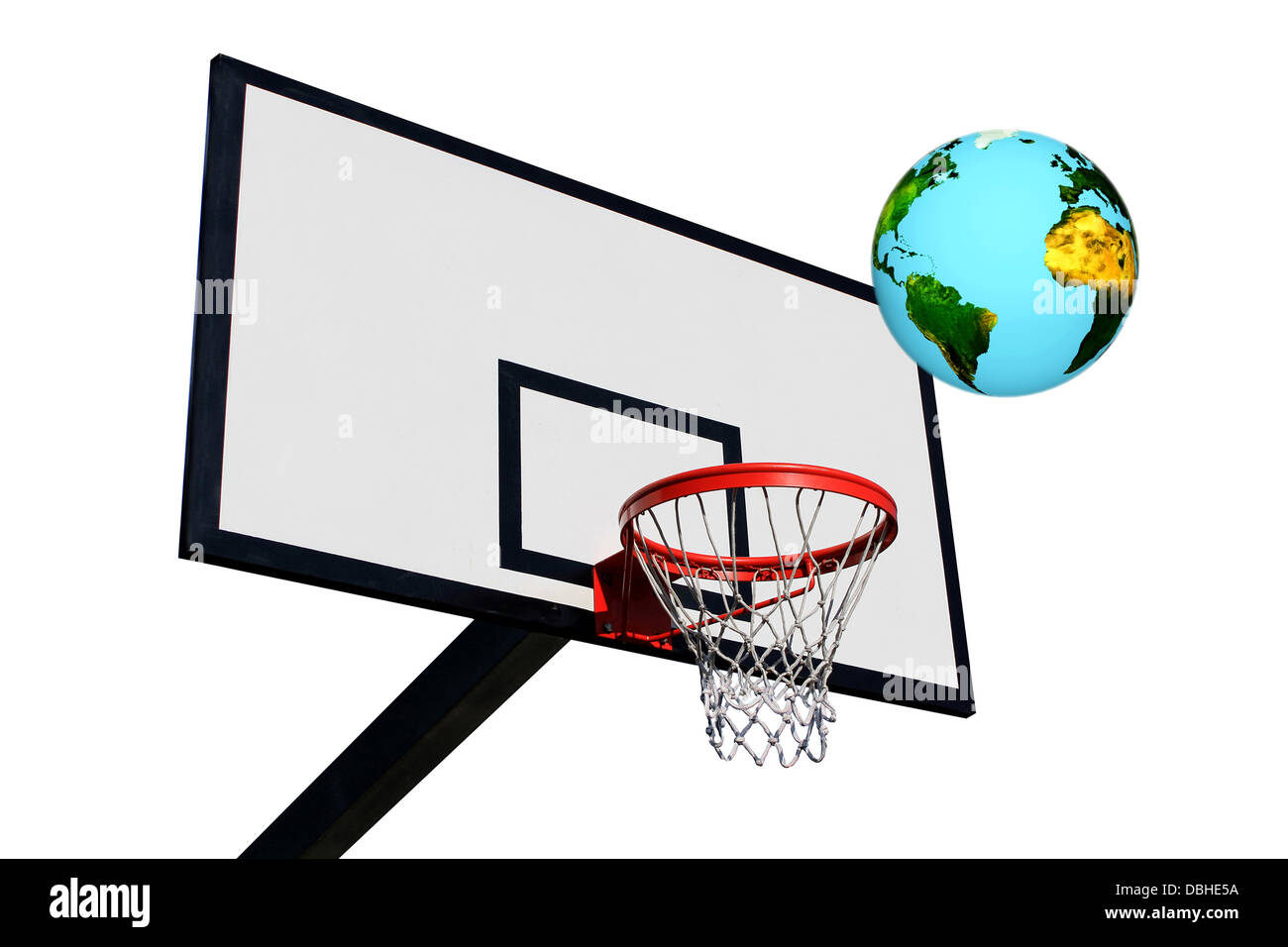 an earth and a panel of basketball on a white background isolated Stock ...