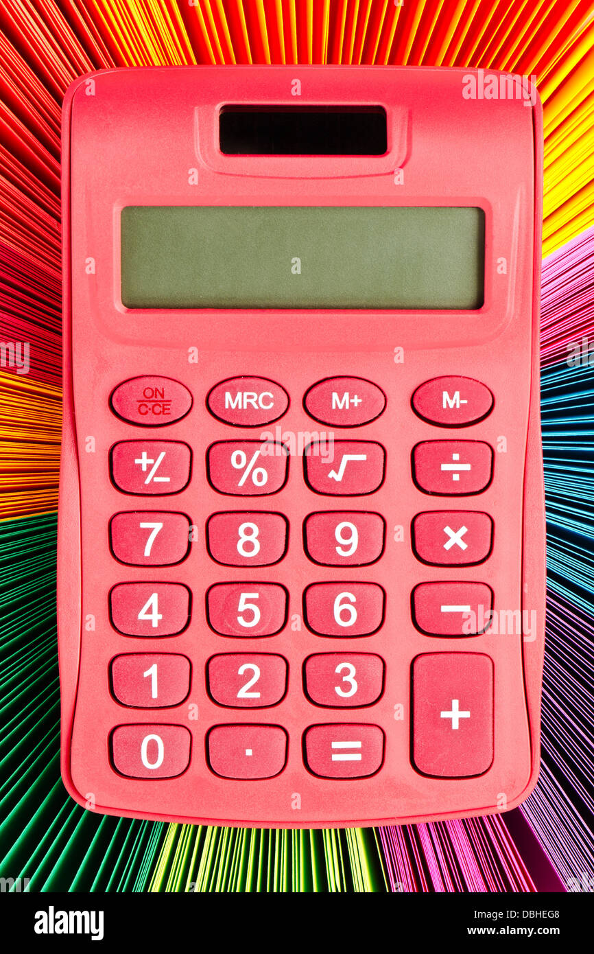 close up shot of a calculator and color palette Stock Photo - Alamy