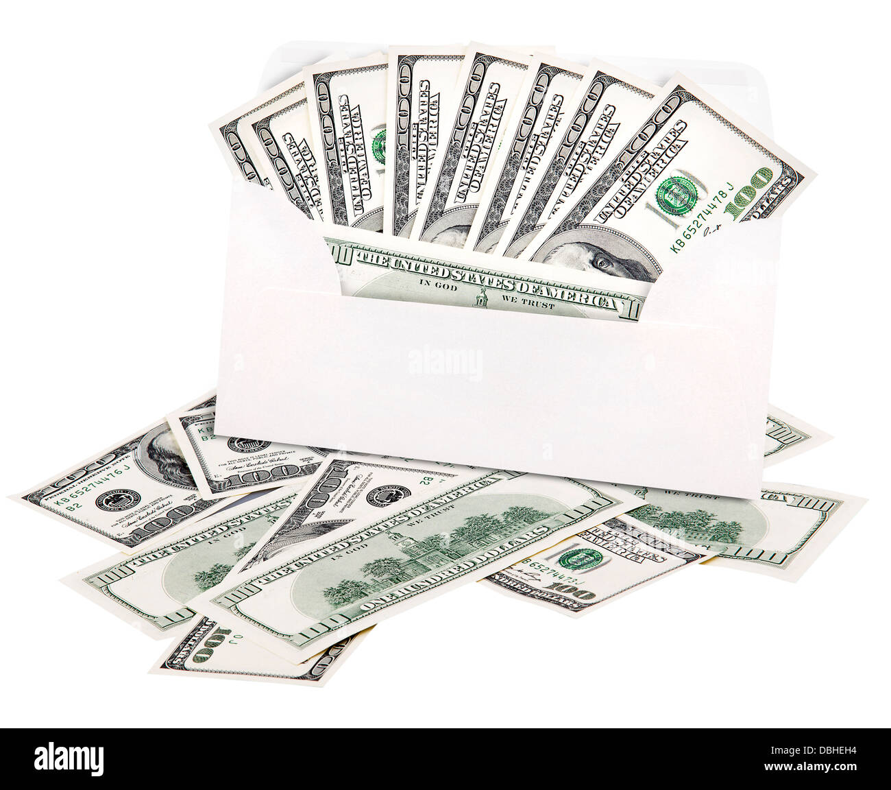 money in envelope isolated on white background Stock Photo - Alamy