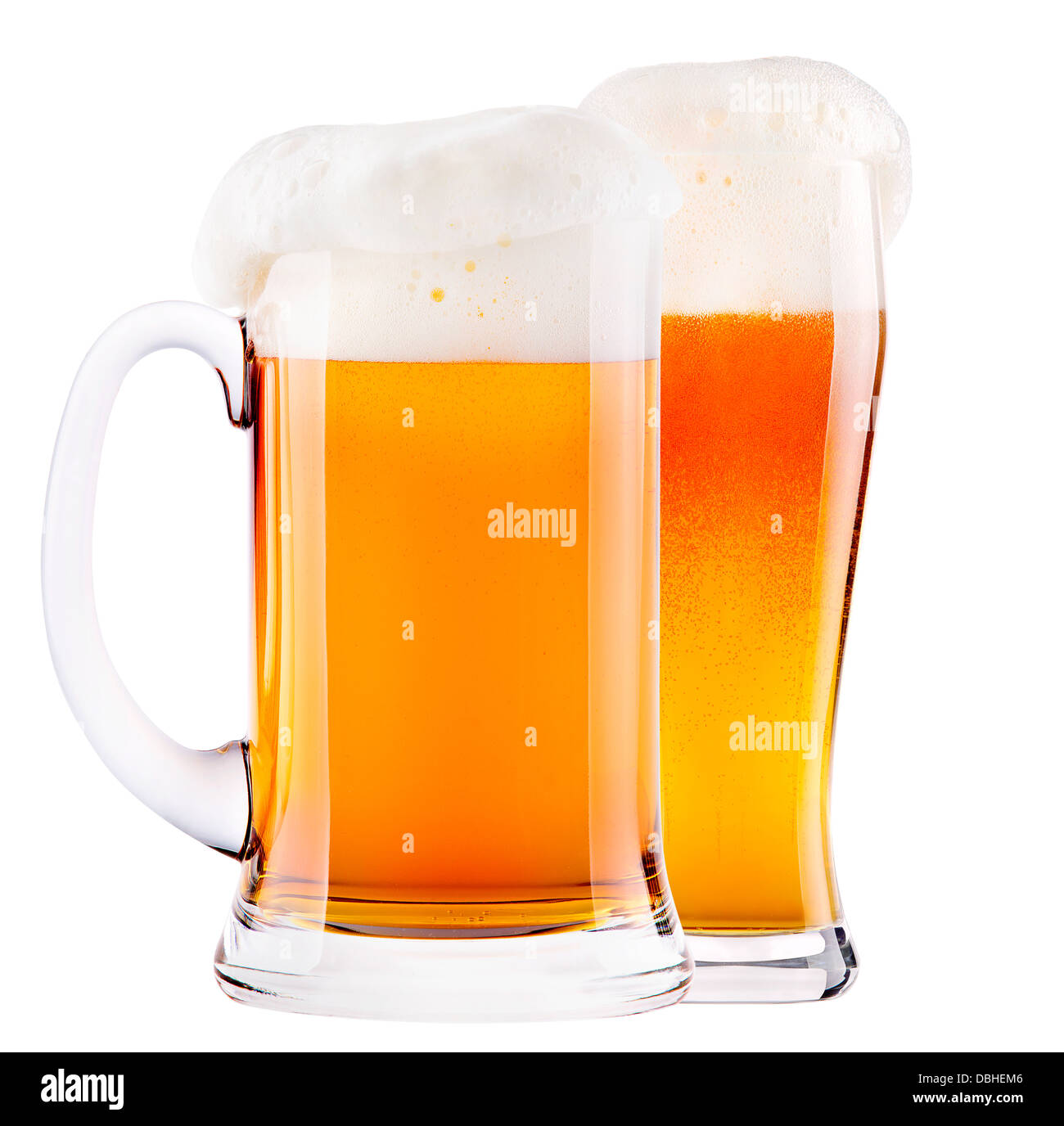 Frosty fresh beer with foam isolated background Stock Photo - Alamy