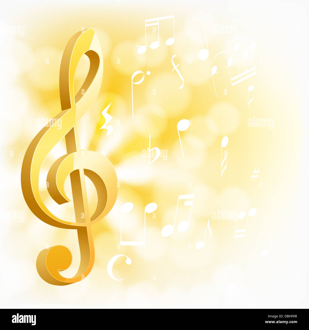 Golden musical key notes on hi-res stock photography and images - Alamy