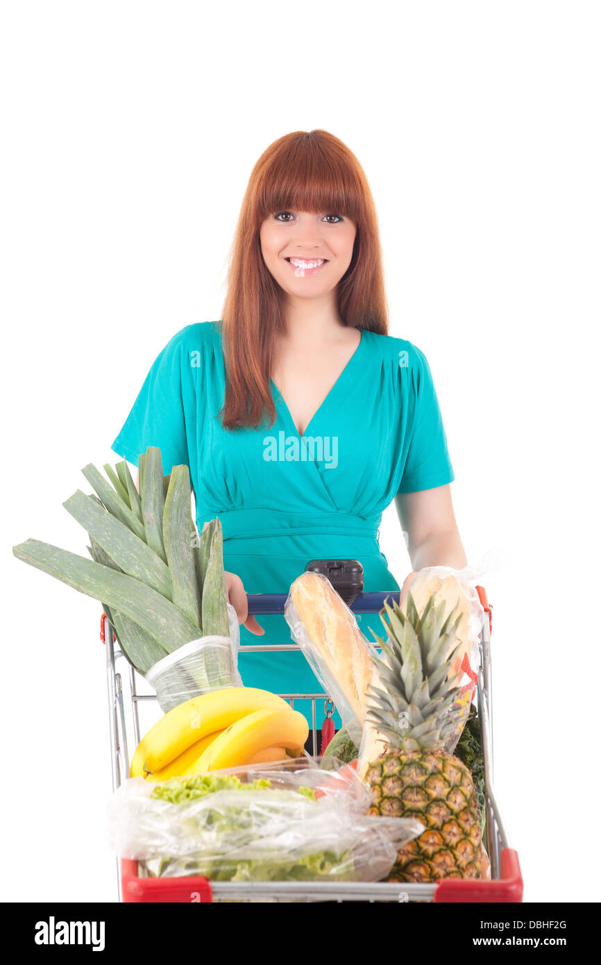 Beautiful young woman shopping at the supermarket Stock Photo - Alamy