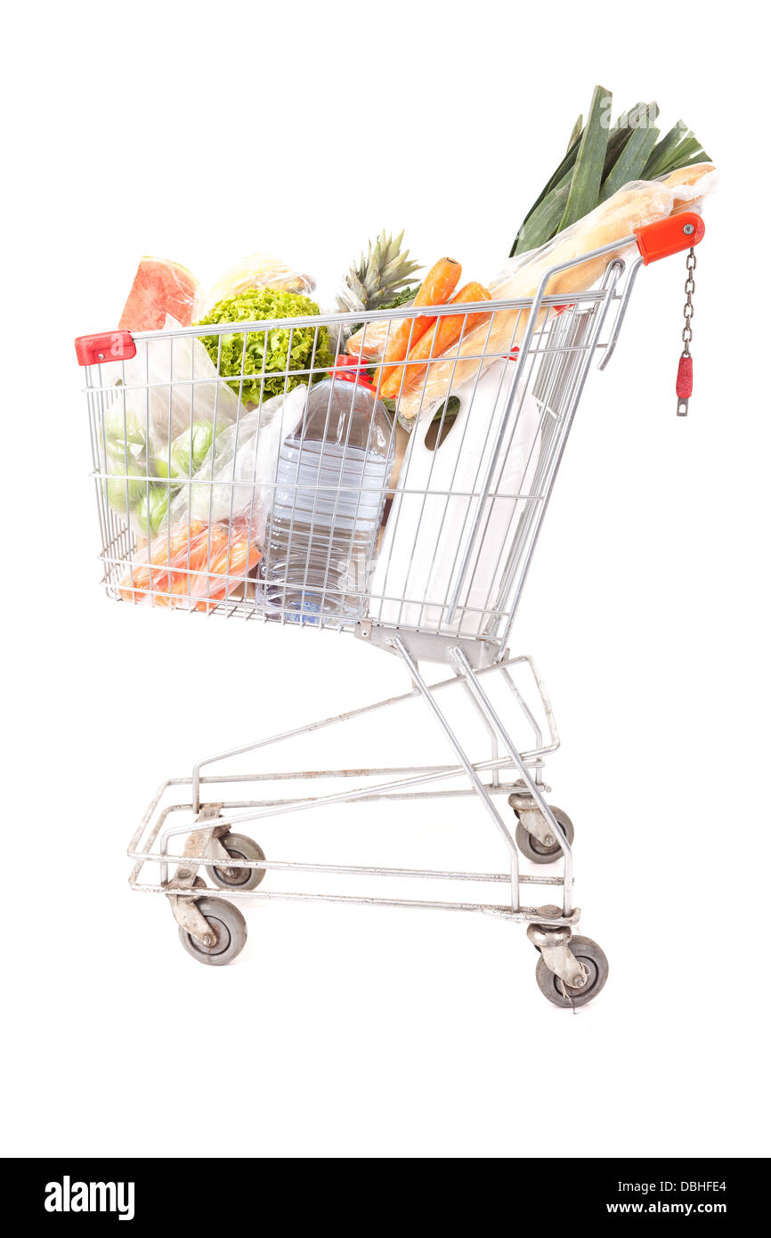 A supermarket car, isolated over a white background Stock Photo - Alamy