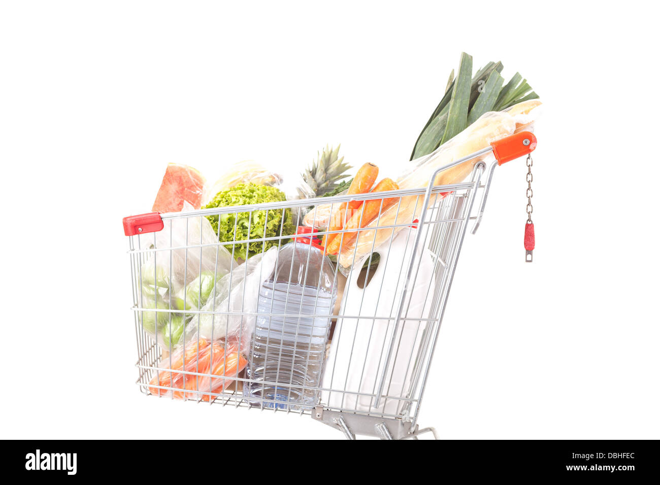 A supermarket car, isolated over a white background Stock Photo - Alamy