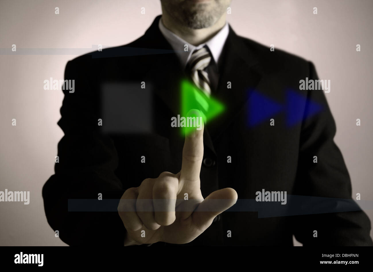 Finger pointing play button hi-res stock photography and images - Alamy