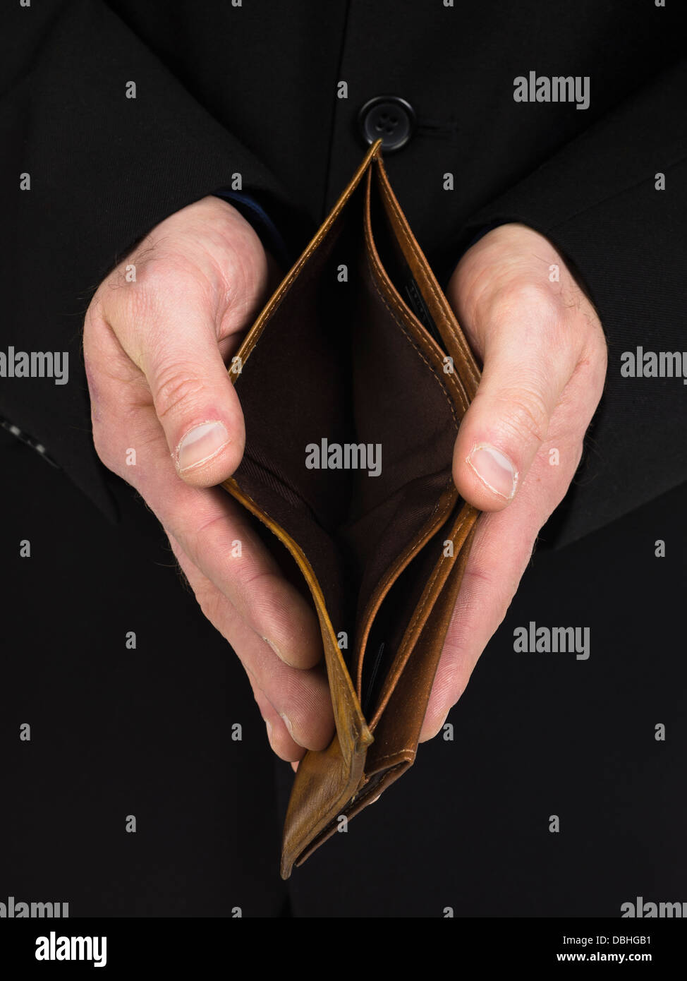 empty brown leather wallet Stock Photo - Alamy