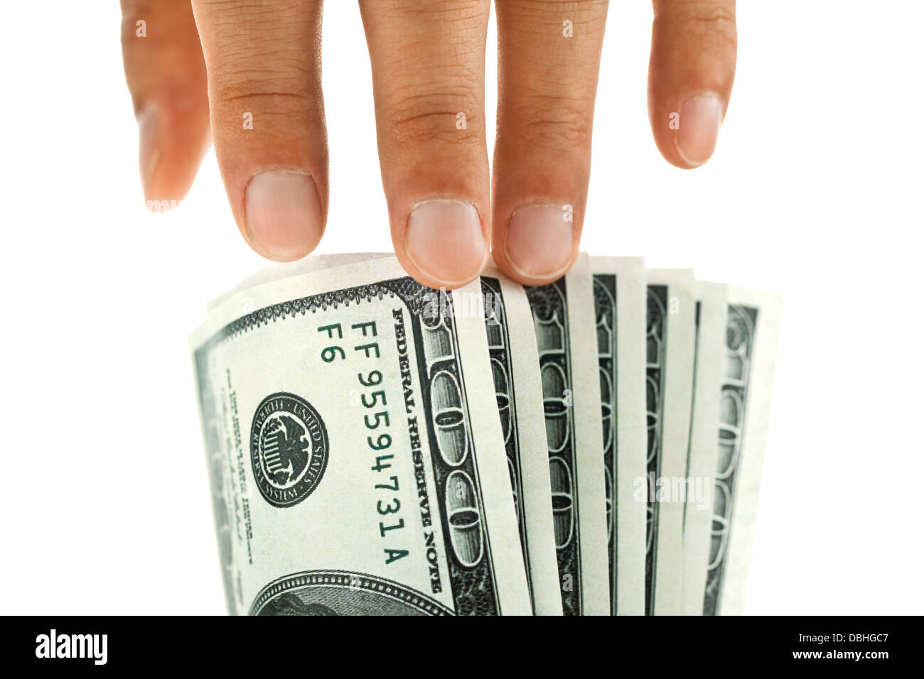 hand touching the money Stock Photo - Alamy