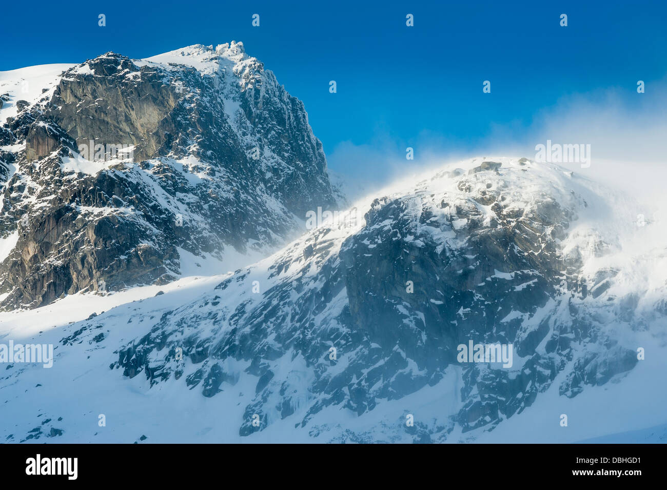 mountains peaks in sunny and windy winter day Stock Photo - Alamy