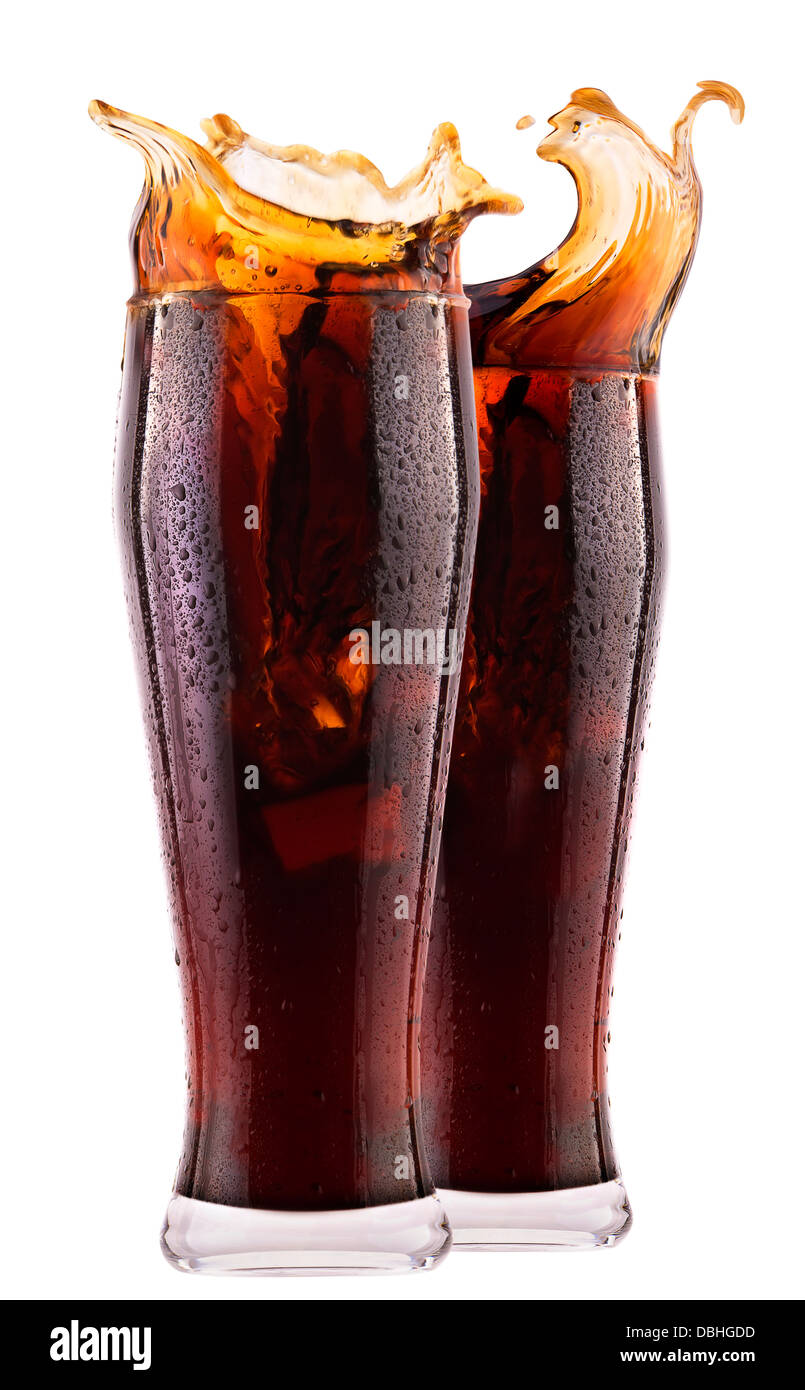 Fresh cola drink background with splash isolated on a white Stock Photo ...
