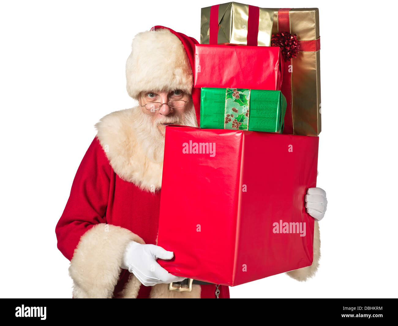 santa claus with lots of gifts Stock Photo - Alamy