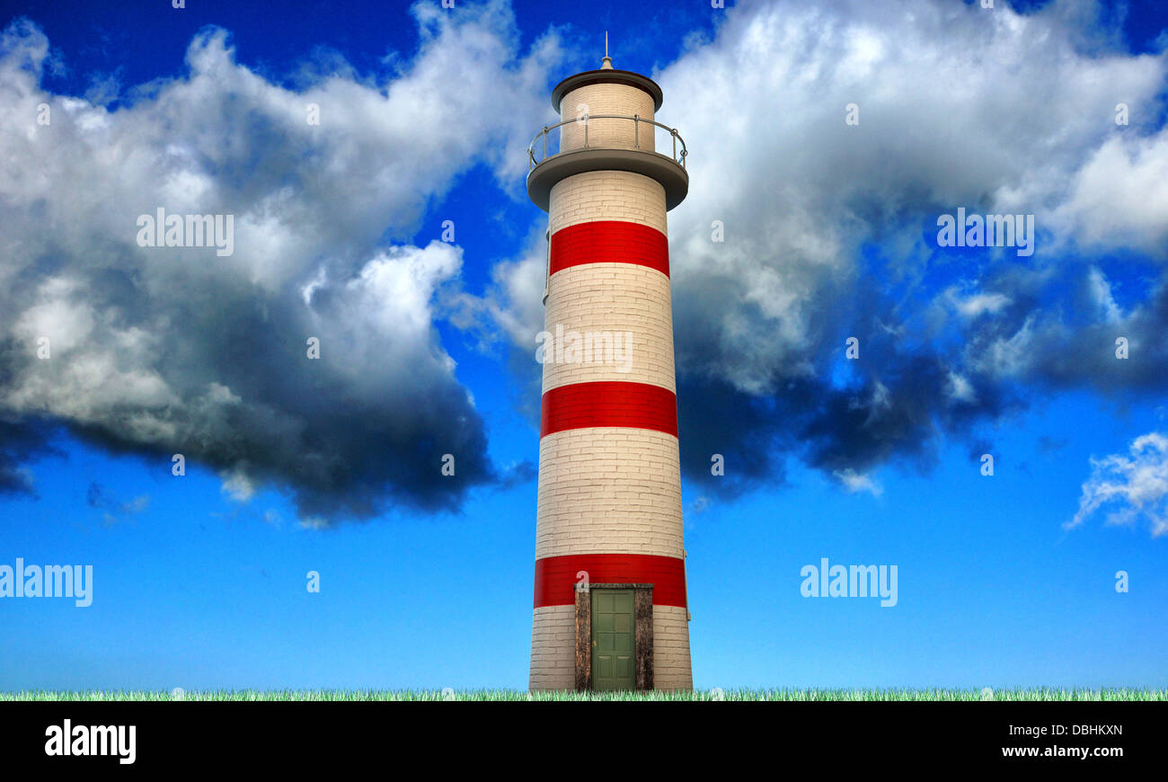 lighthouse below a blue sky Stock Photo - Alamy