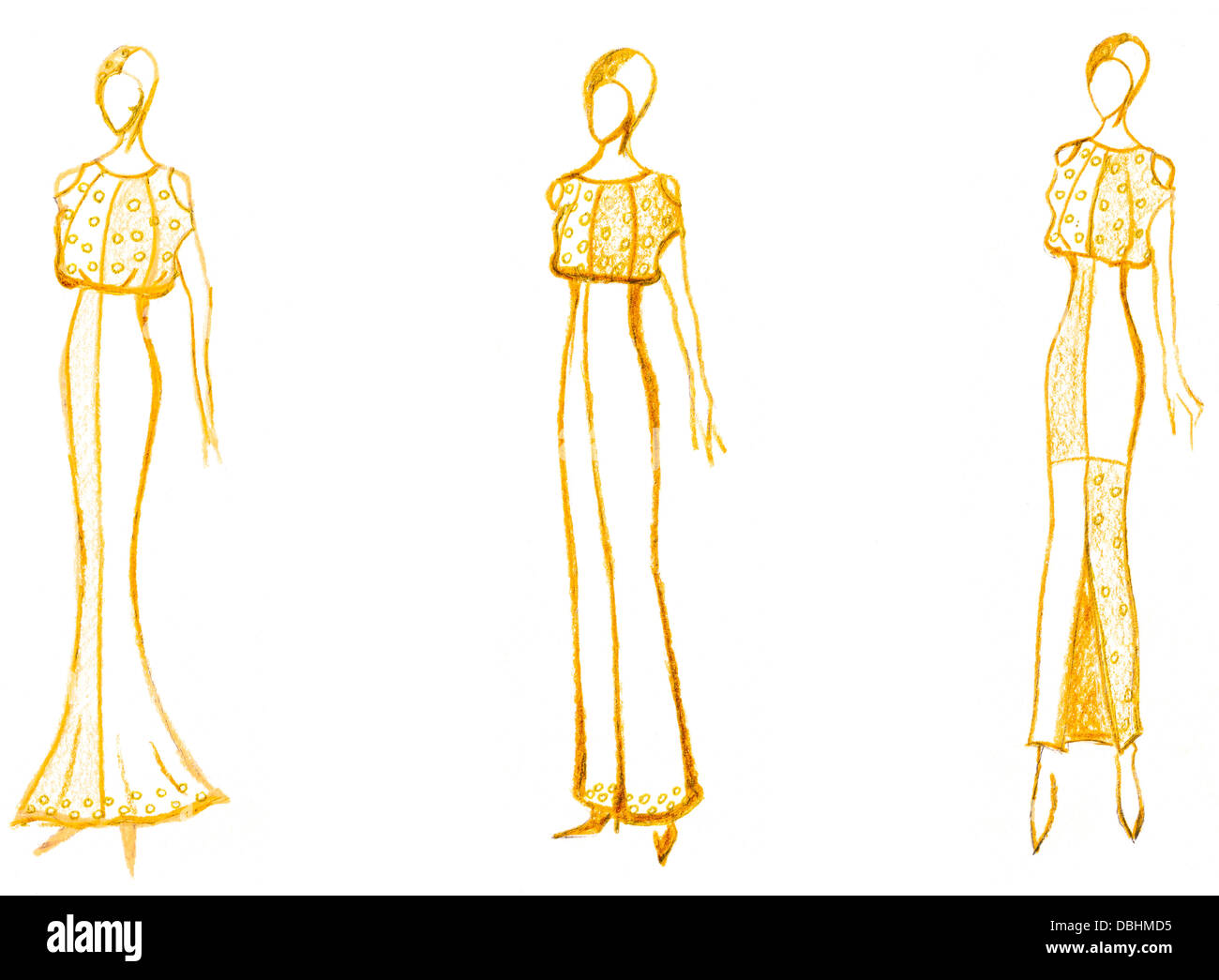 sketch of fashion model - development of ladies evening gown Stock ...