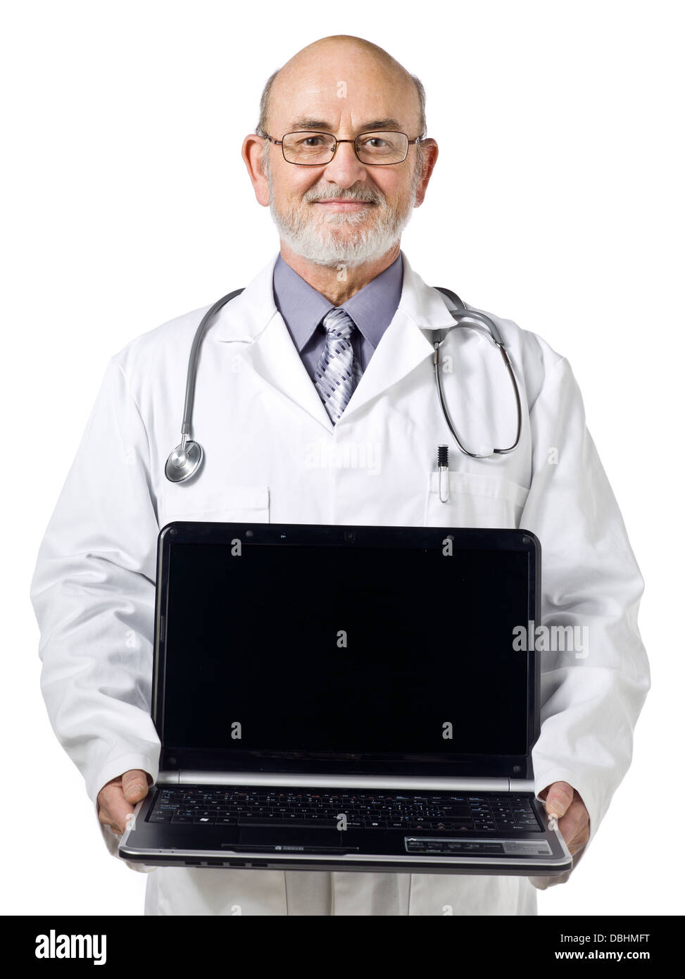 a doctor with stethoscope and laptop Stock Photo - Alamy