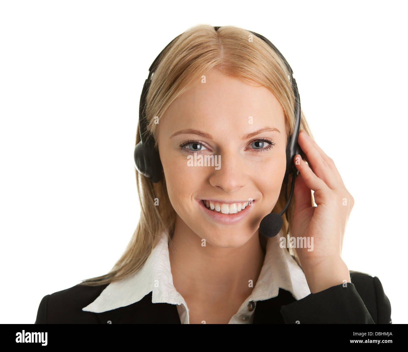Cheerfull call center operator Stock Photo - Alamy