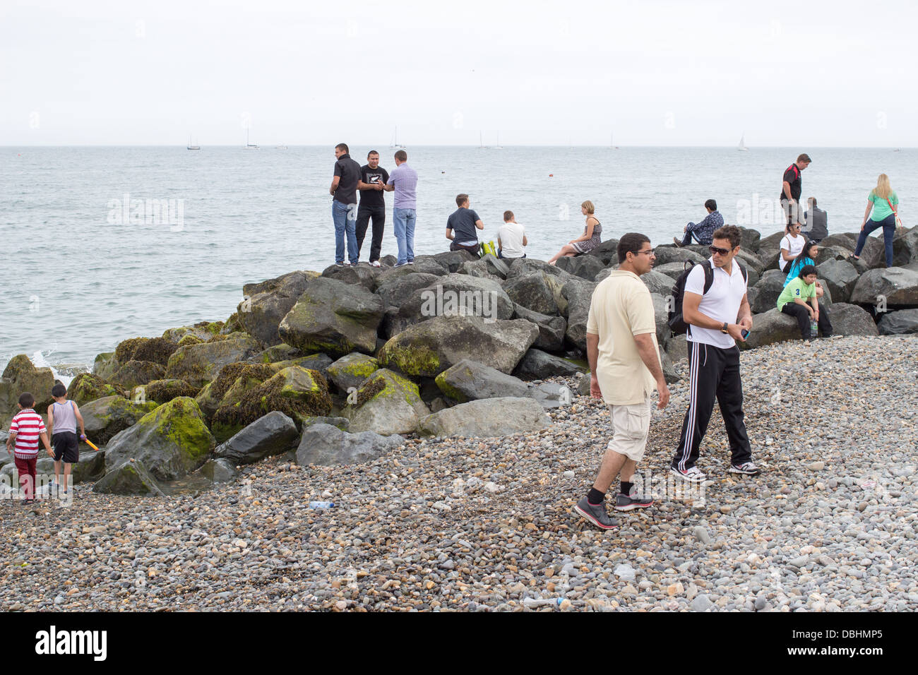 Rocks on a beach in Bray Stock Photo - Alamy